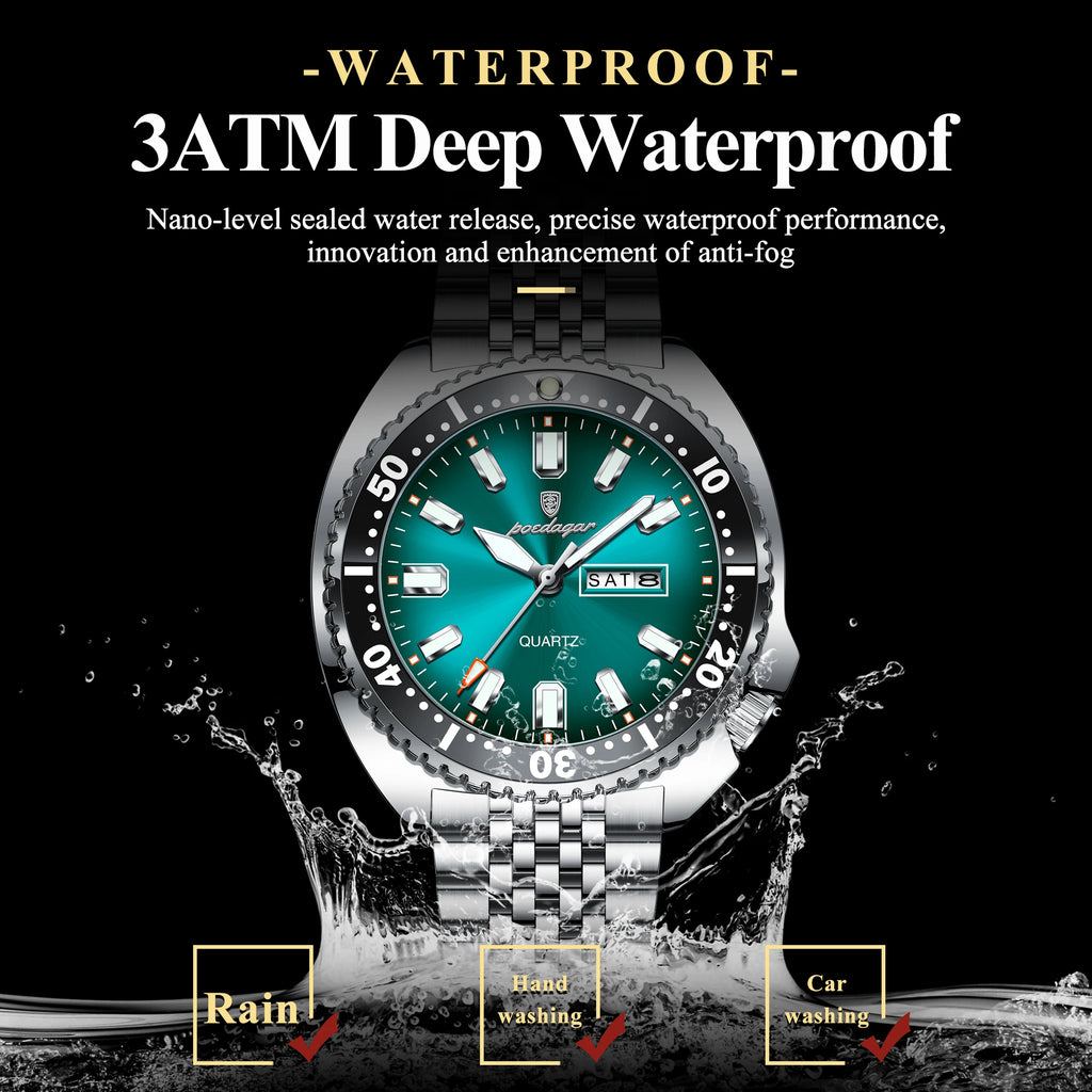 POEDAGAR Business Men Watch Date Week Waterproof Luminous Luxury Man W ...